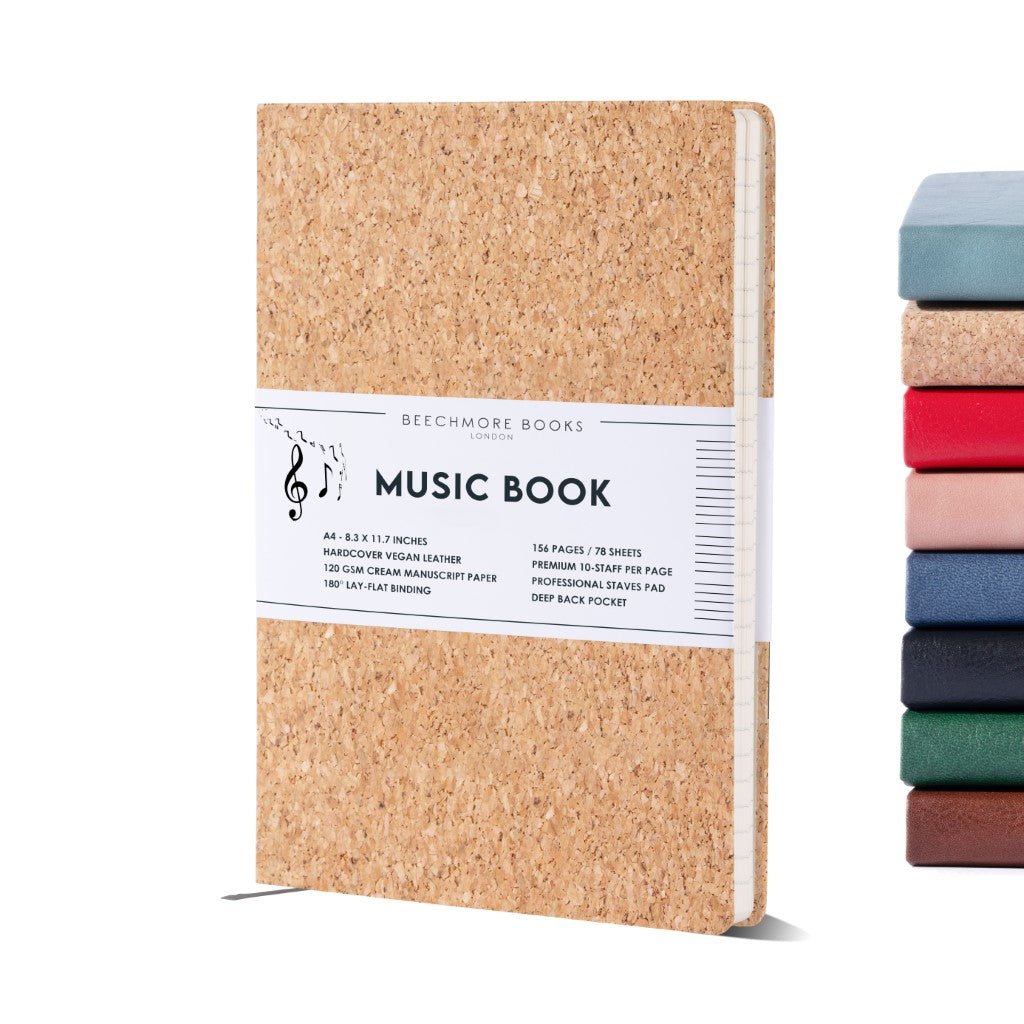 A4 Manuscript / Music Notebook | Beige Cork - Vegan Leather | Beechmore ...